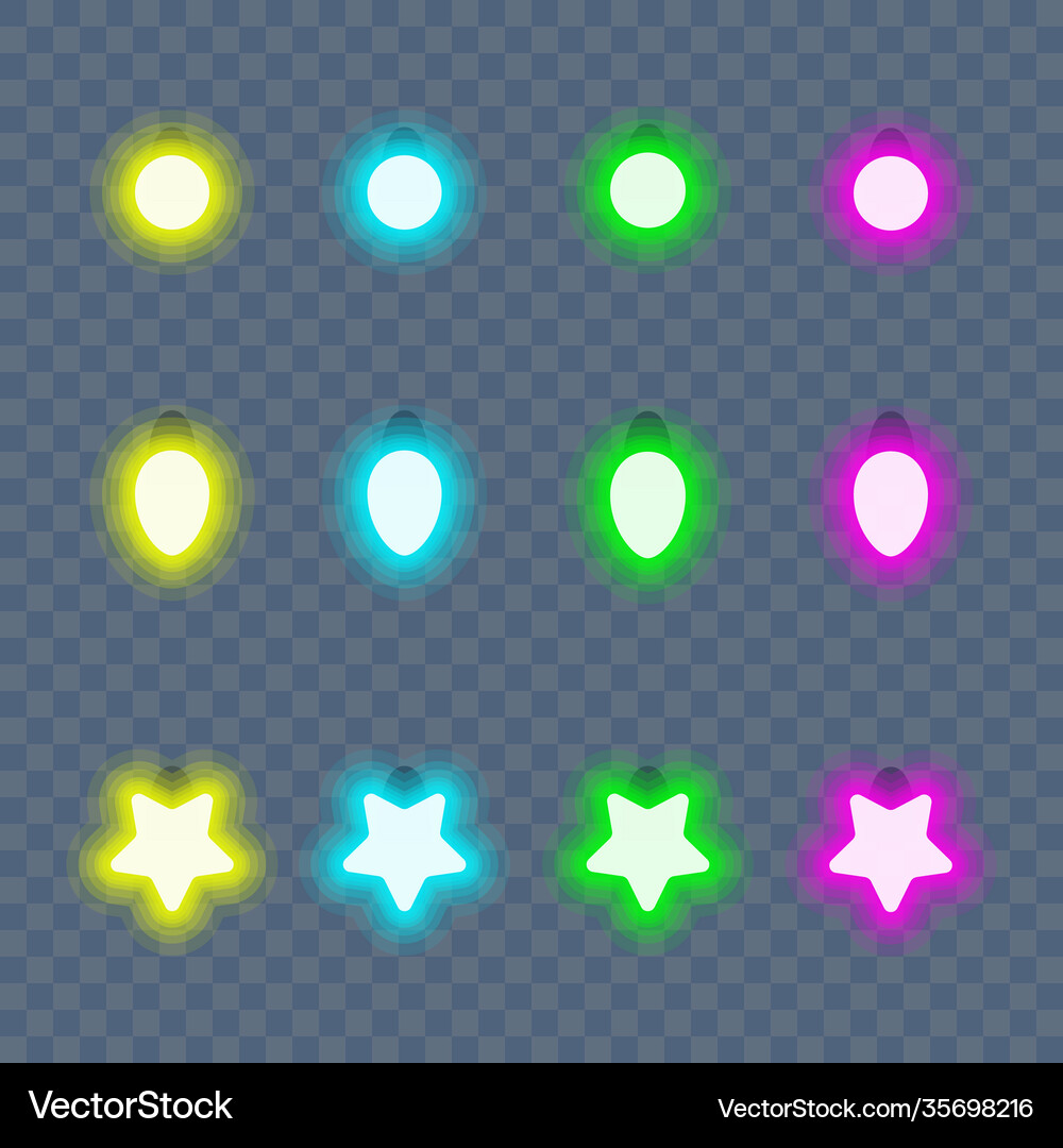 Xmas lights bulbs different shapes and colors Vector Image