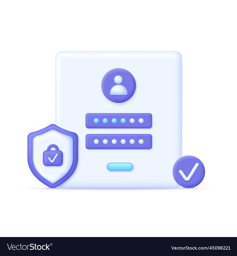 3d account login and password form page Royalty Free Vector