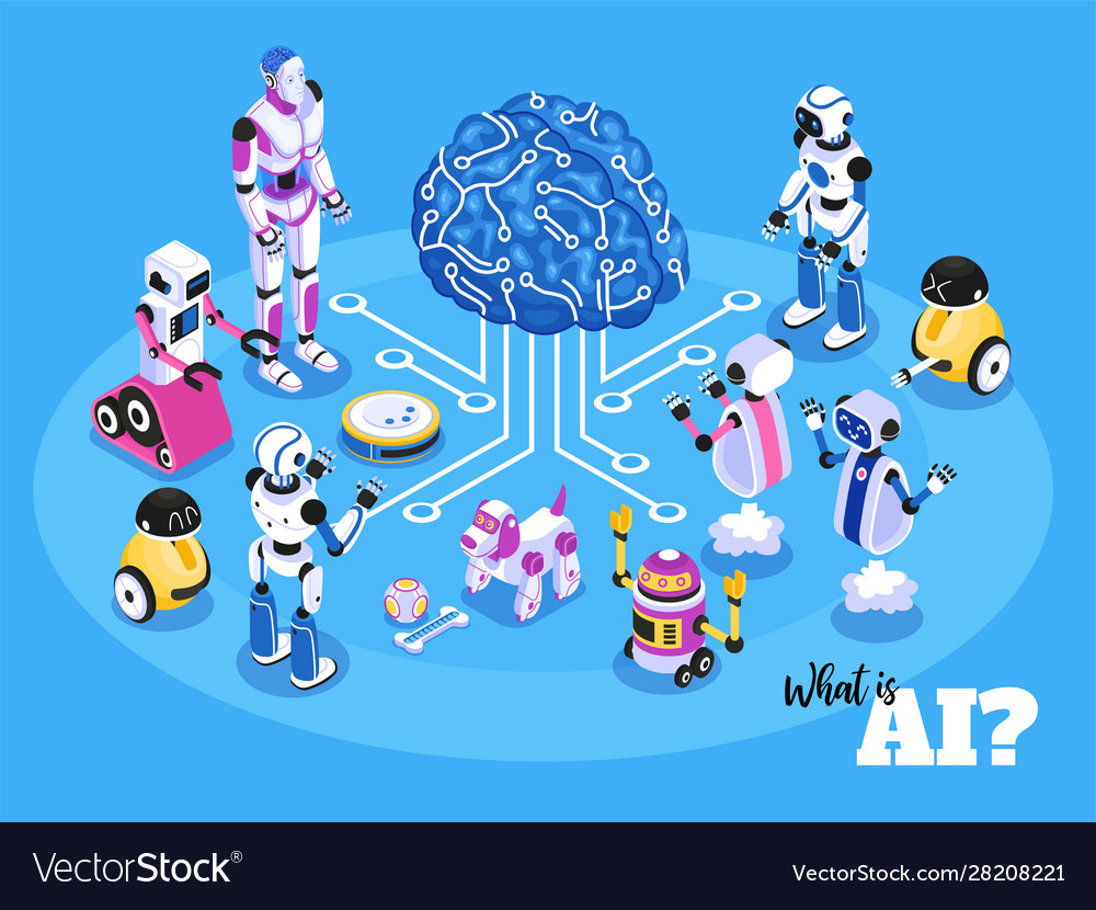 Artificial intelligence isometric composition Vector Image