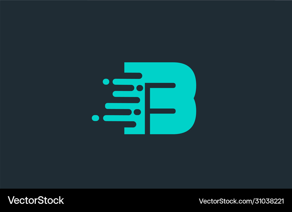 B blue alphabet letter logo icon with line design Vector Image