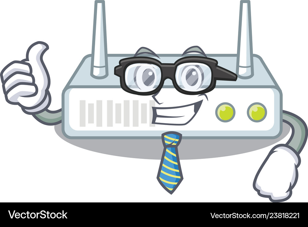 Businessman router is installed in cartoon wall Vector Image