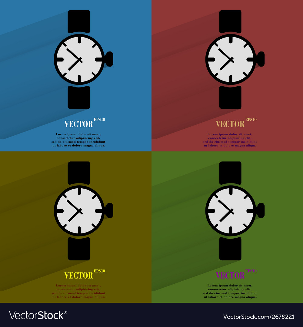 Color set watchclock flat modern web button Vector Image