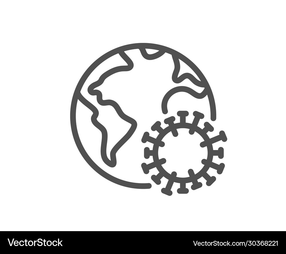 Coronavirus pandemic line icon covid-19 global Vector Image