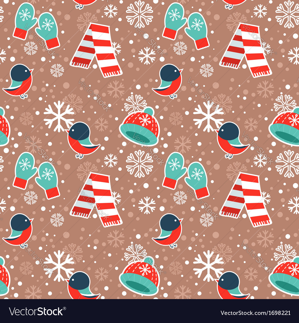 Cute winter seamless pattern with warm clothes Vector Image
