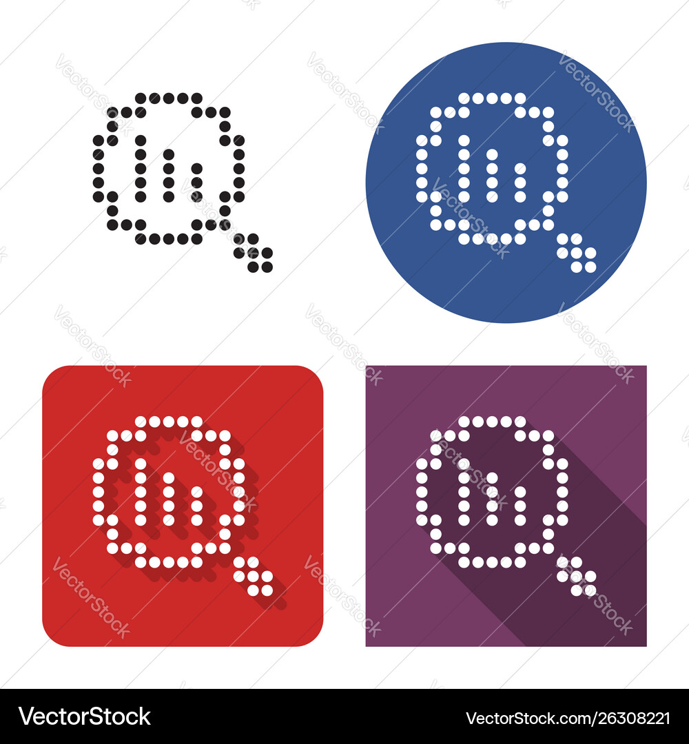 Dotted icon decrease magnifying glass in four Vector Image