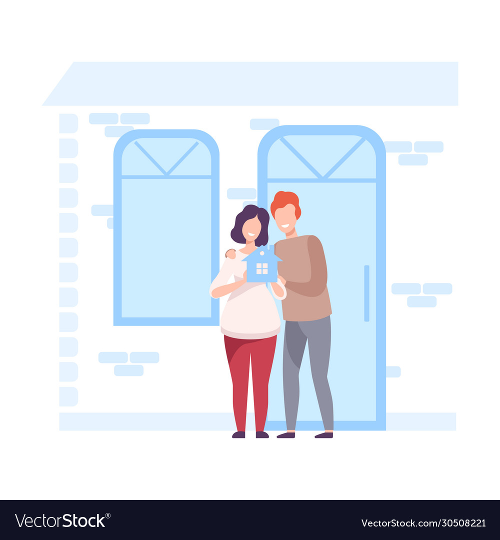 Happy family couple buying new house young man Vector Image