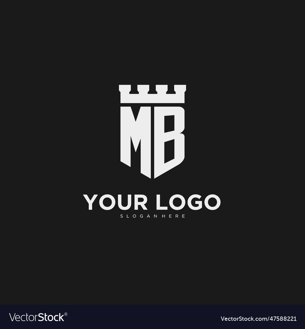 Initials mb logo monogram with shield Royalty Free Vector