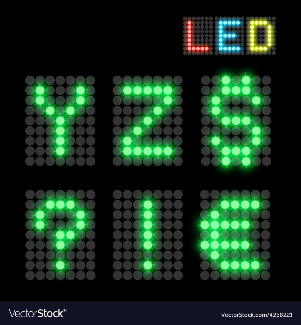 Led font Royalty Free Vector Image - VectorStock