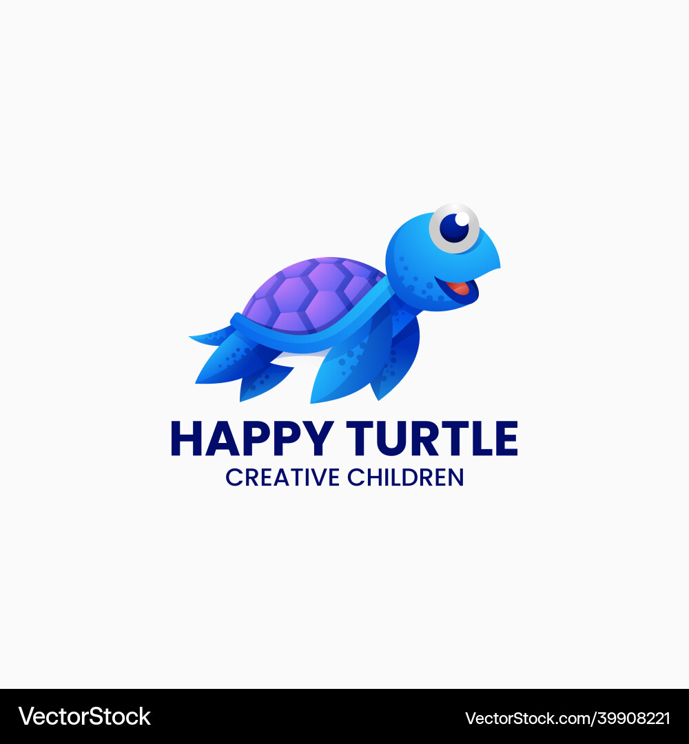 Logo happy turtle gradient colorful style Vector Image