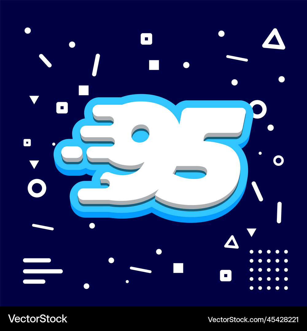Number 95 3d speed modern icon Royalty Free Vector Image