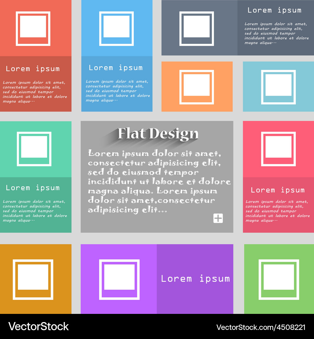 Photo frame template icon sign Set of multicolored