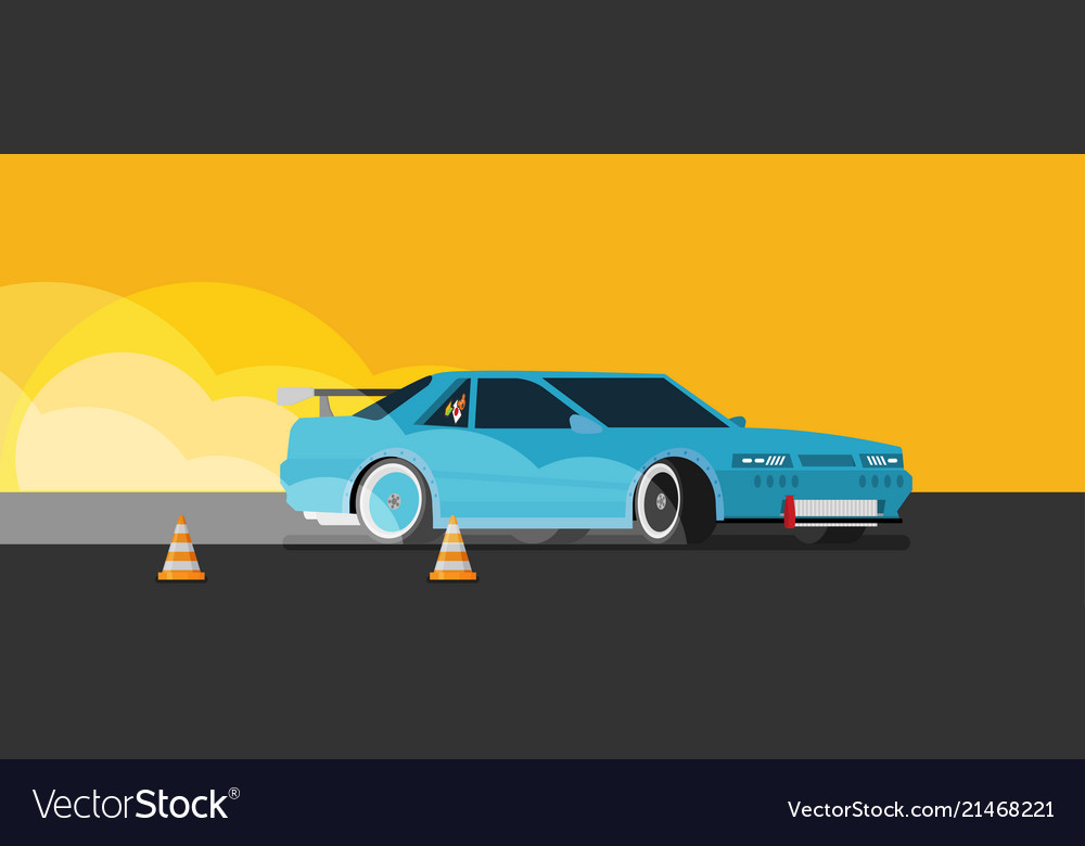 Race car drifting flat Royalty Free Vector Image