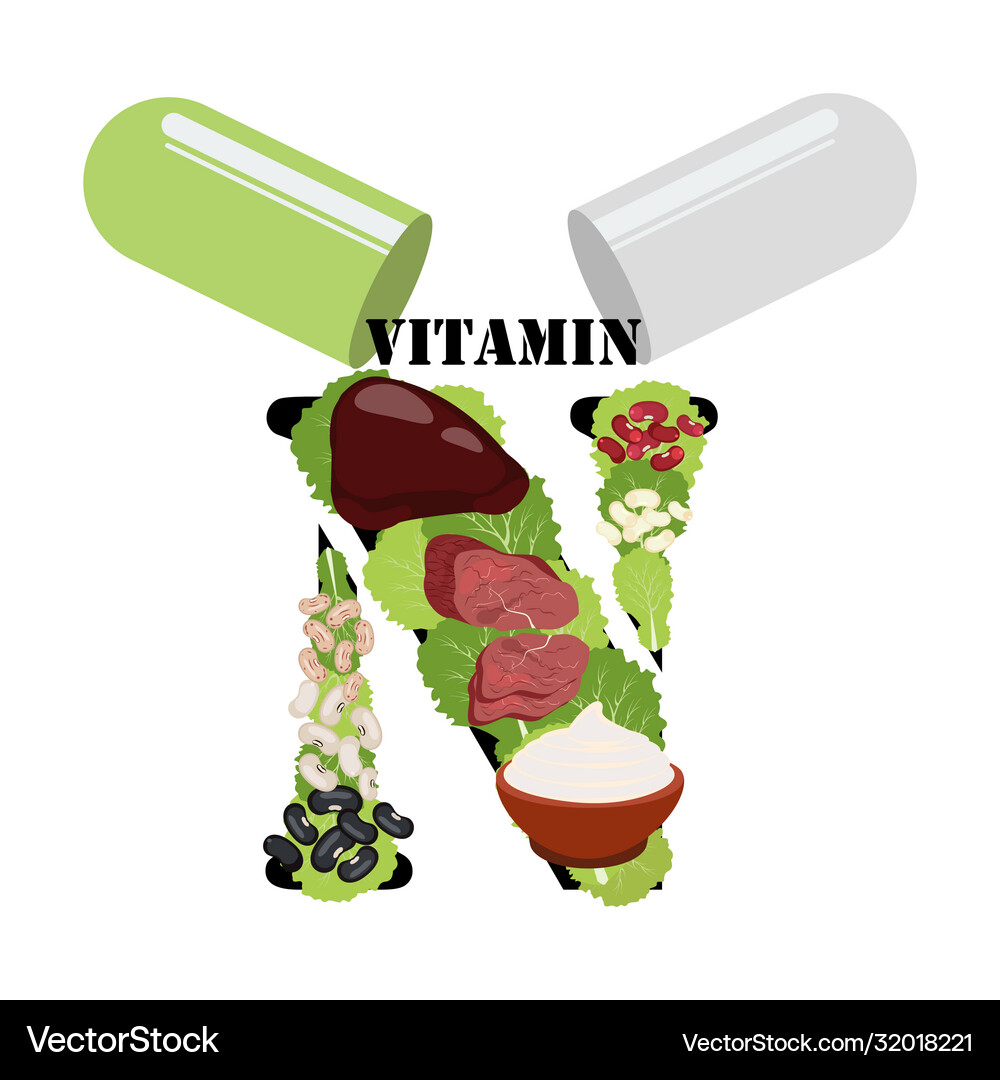 Vitamin n healthy nutrient rich food Royalty Free Vector