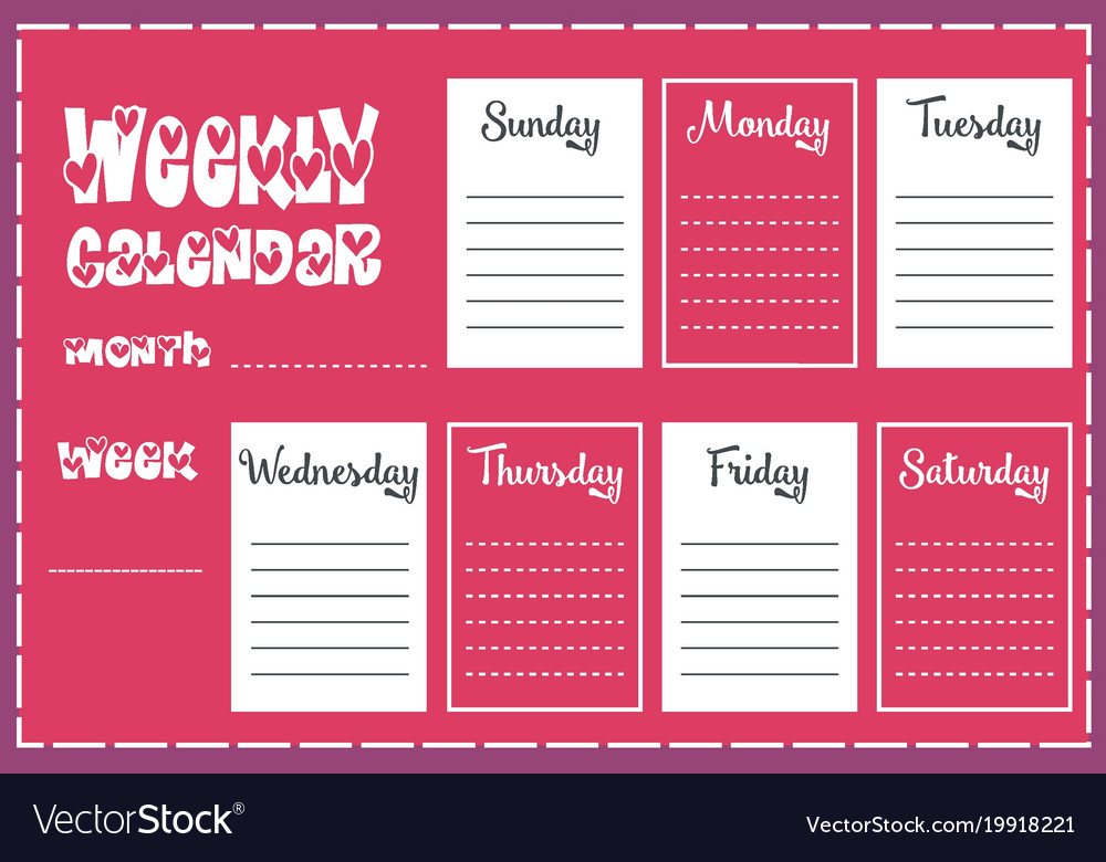 Weekly calendar report Royalty Free Vector Image