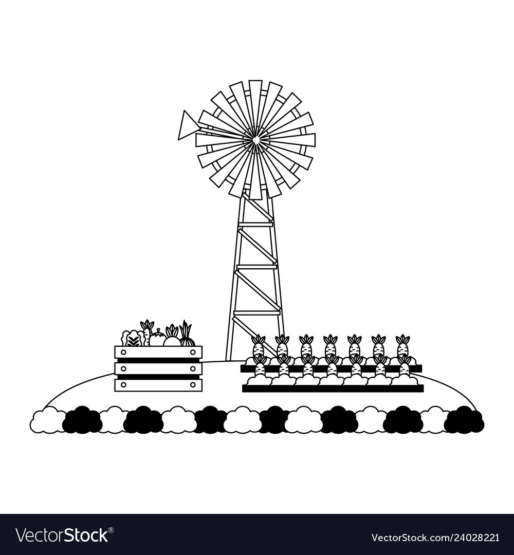 Windmill farm fresh Royalty Free Vector Image - VectorStock