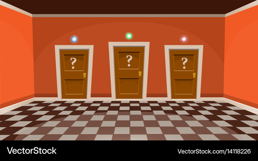 Cartoon choose a door concept empty room Vector Image