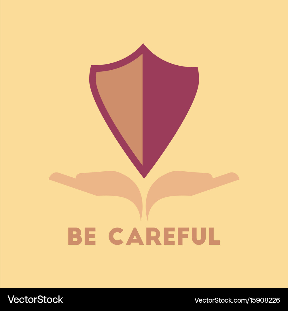 Flat icon on stylish background be careful hand Vector Image