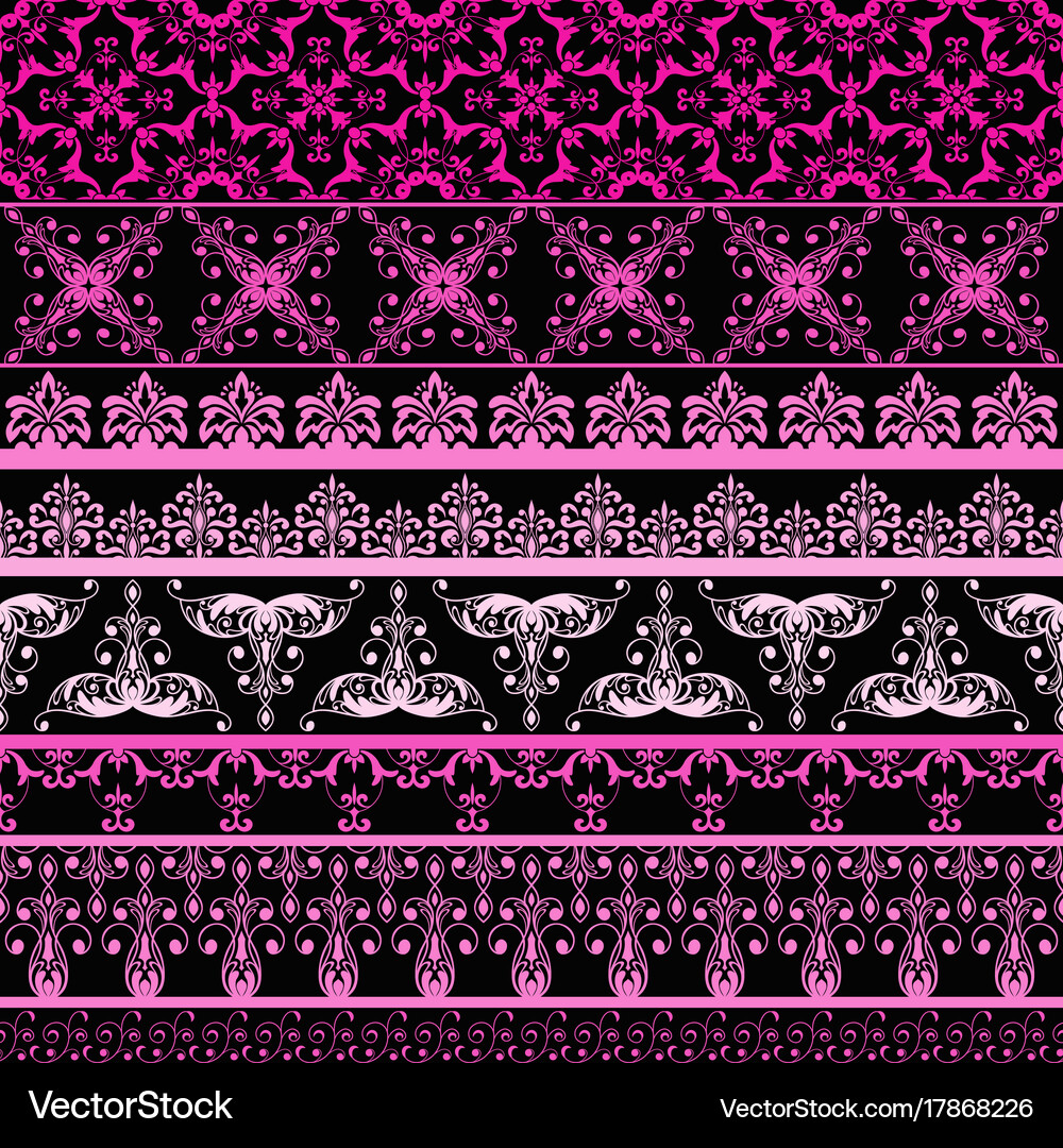 Seamless floral borders Royalty Free Vector Image