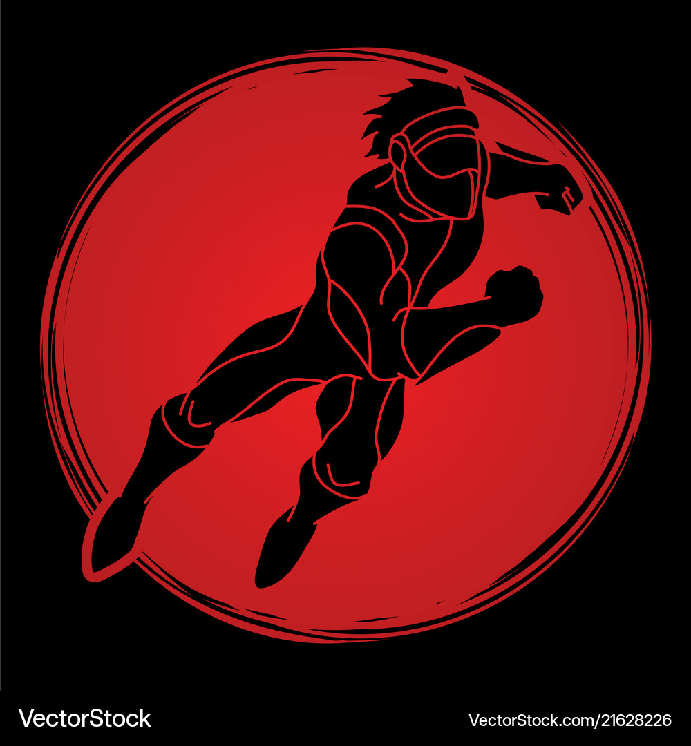 Superhero flying action cartoon man Royalty Free Vector