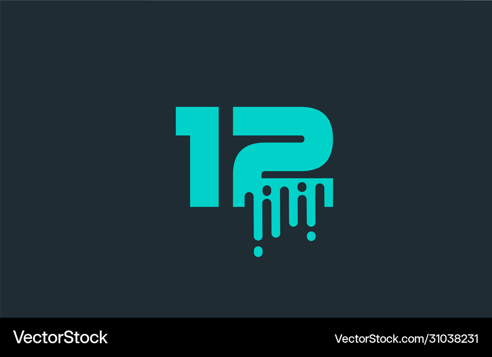12 blue number logo icon with line design Vector Image