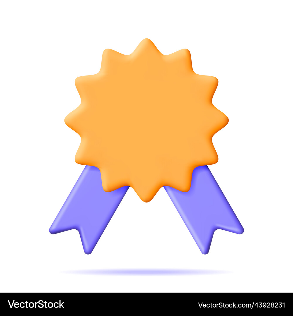 3d winner medal with ribbon isolated Royalty Free Vector