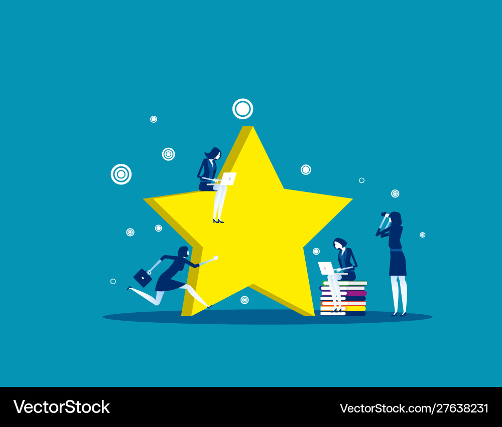 Business team working around big stars concept Vector Image