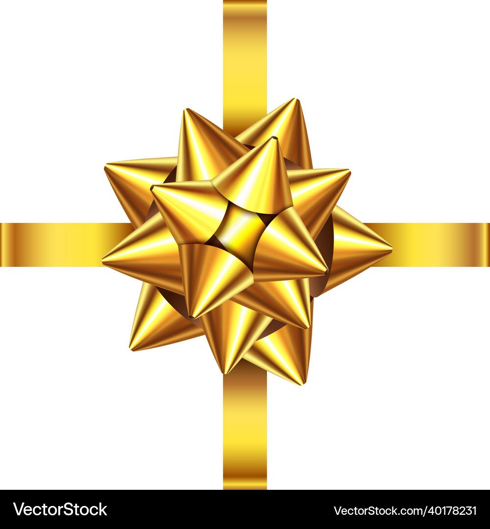 Gold ribbon and bow for year Royalty Free Vector Image