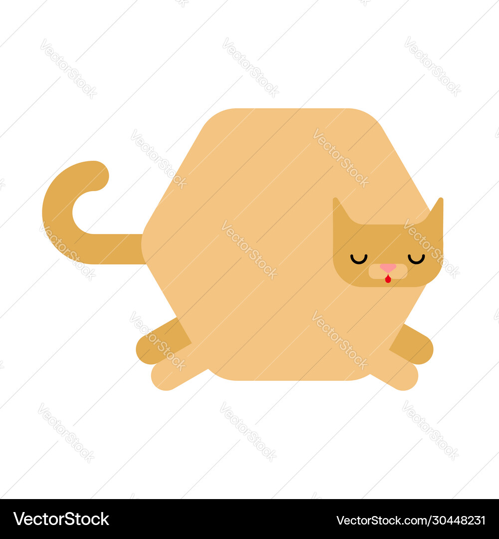 Hexagonal cat isolated geometric pet Royalty Free Vector