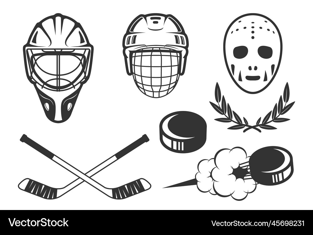 Ice hockey emblems hockey helmets and retro Vector Image