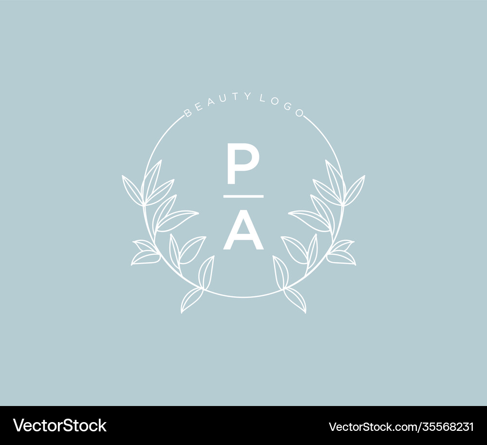 Initial pa letters beautiful floral feminine Vector Image