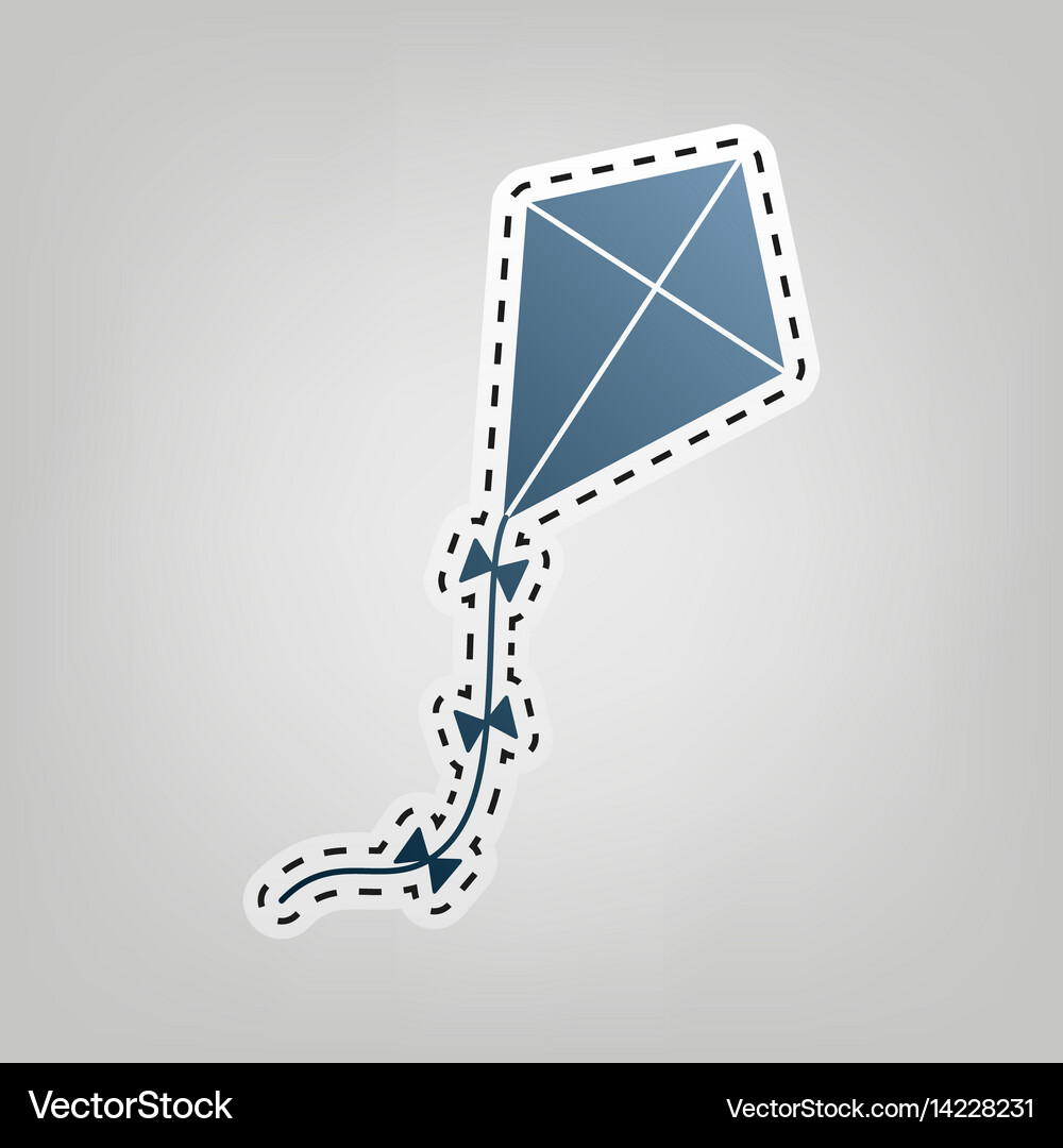 Kite sign blue icon with outline for Royalty Free Vector