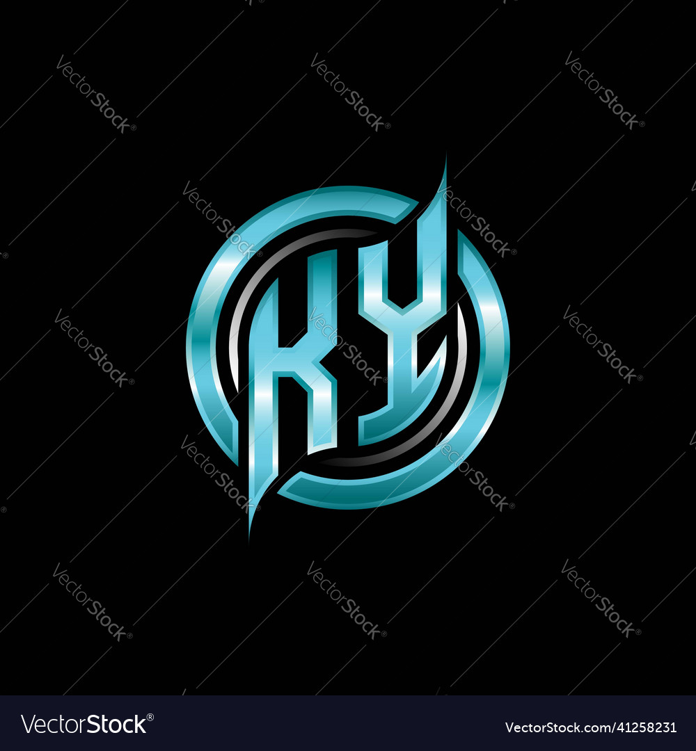 Ky initial monogram logo circle rounded Royalty Free Vector