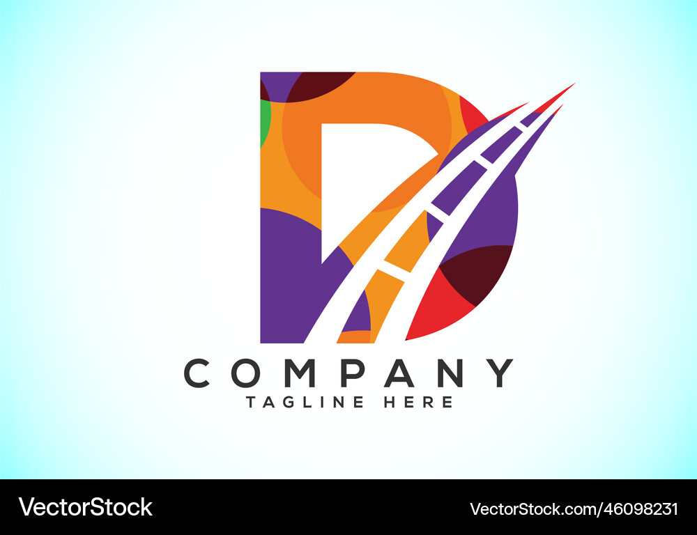 Letter d with road logo sing polygonal style logo Vector Image