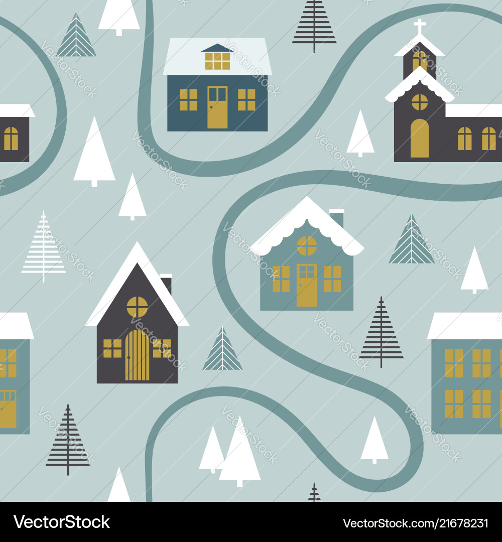 Modern seamless childish pattern with cute houses Vector Image