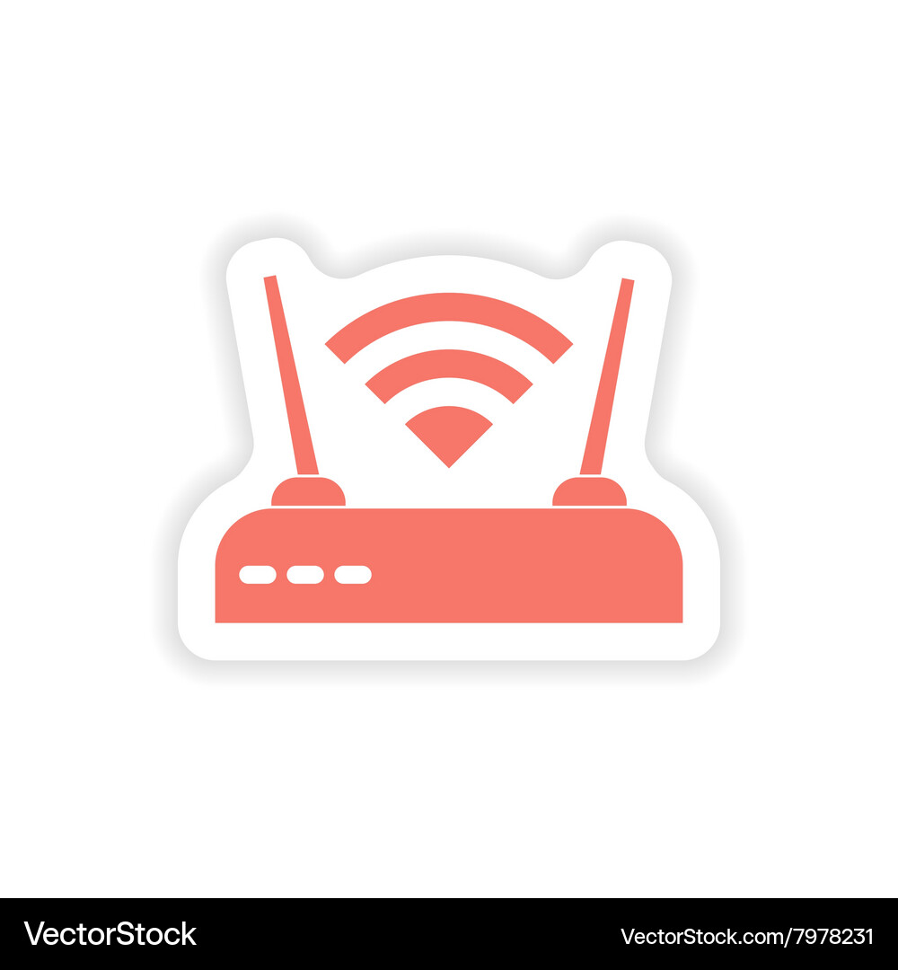 Paper sticker on white background wi-fi router Vector Image