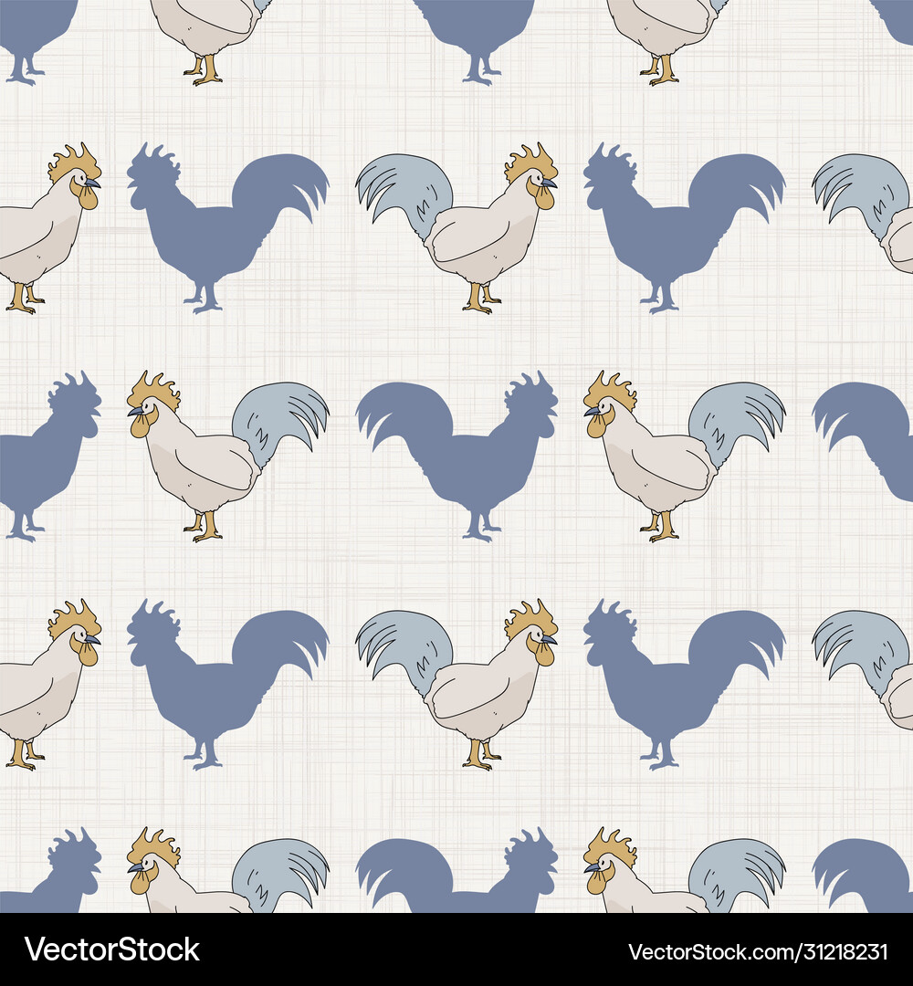 Seamless french farmhouse cockerel pattern Vector Image