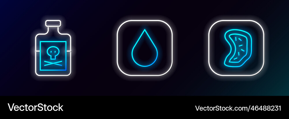 Set line bacteria poison in bottle and water drop Vector Image
