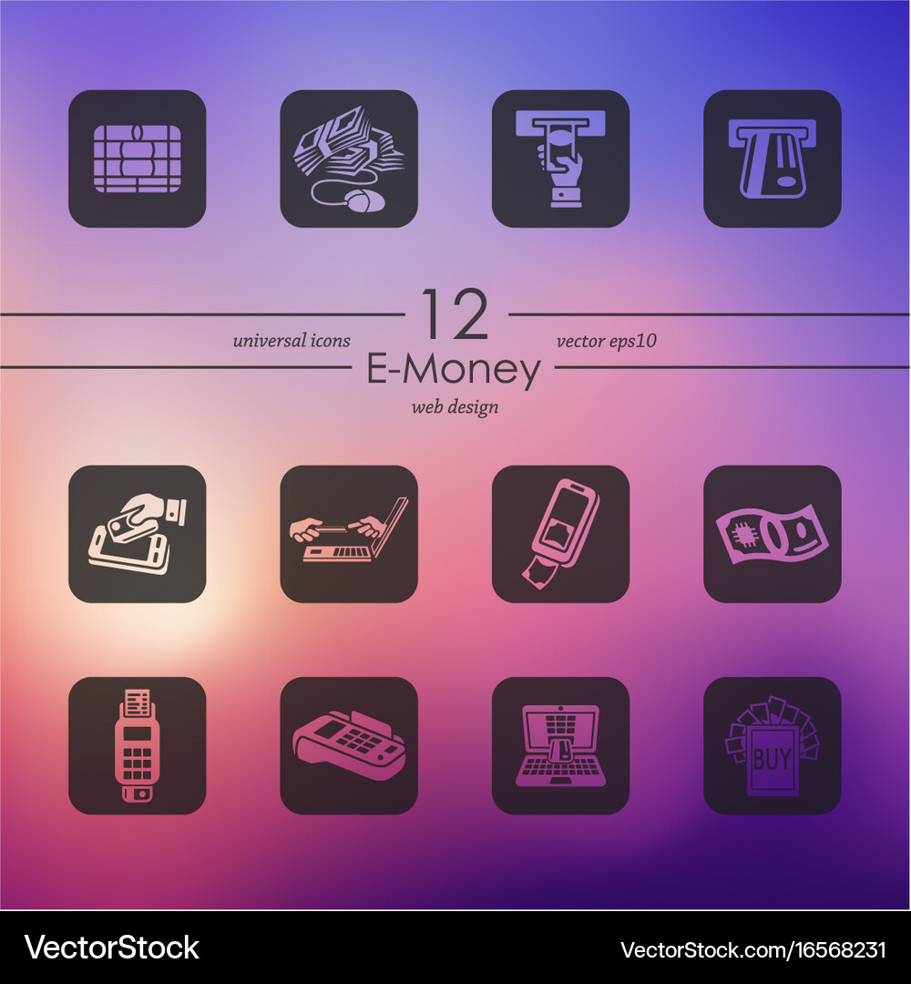Set of e-money icons Royalty Free Vector Image