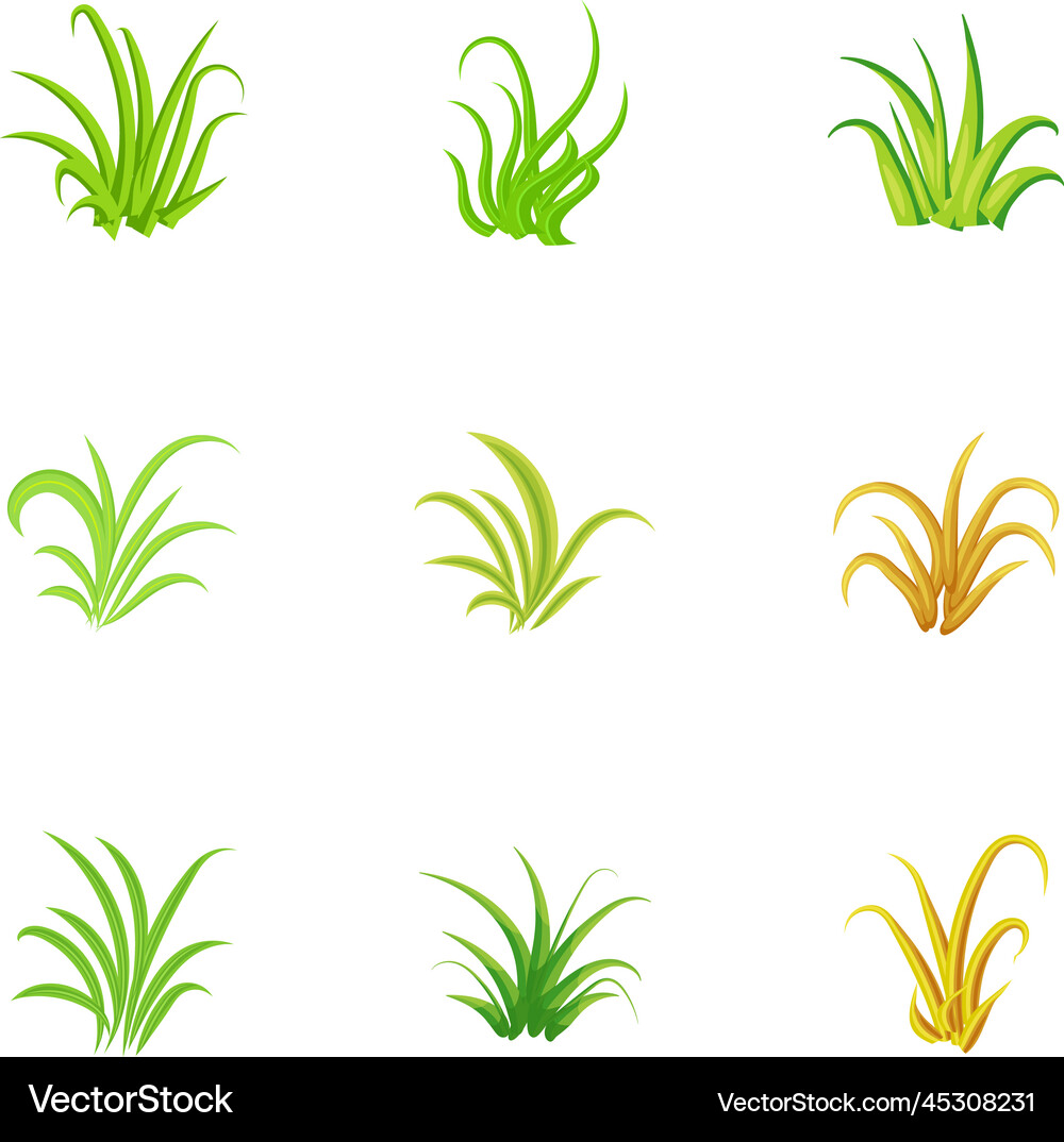 Set of garden grass flat designs Royalty Free Vector Image