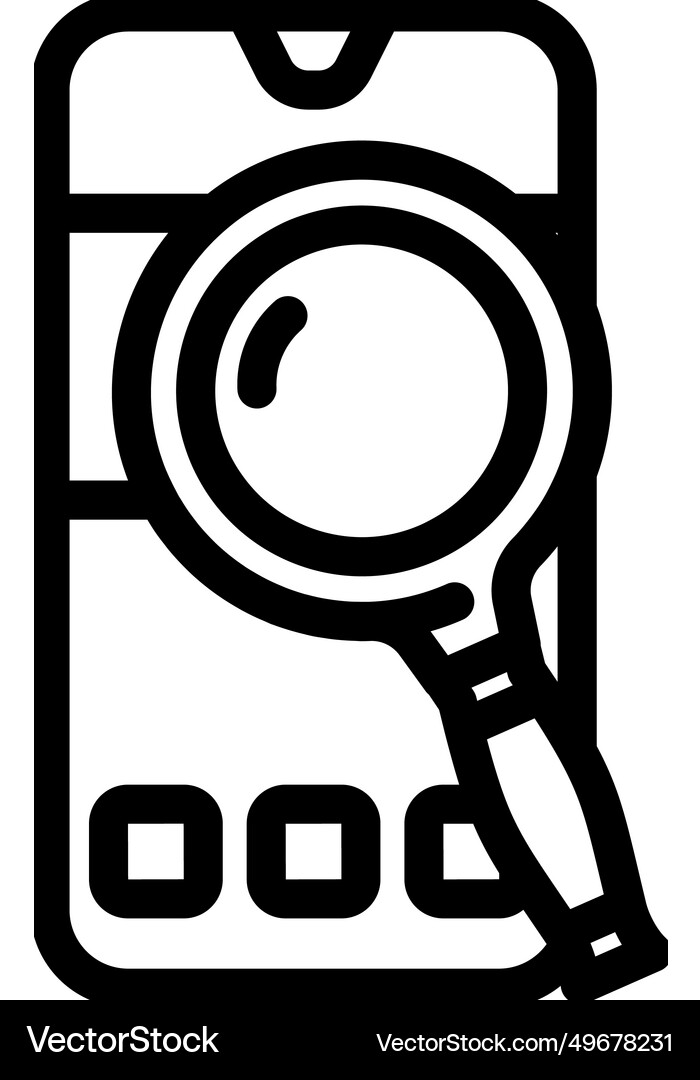 Smartphone search magnifying glass line icon Vector Image