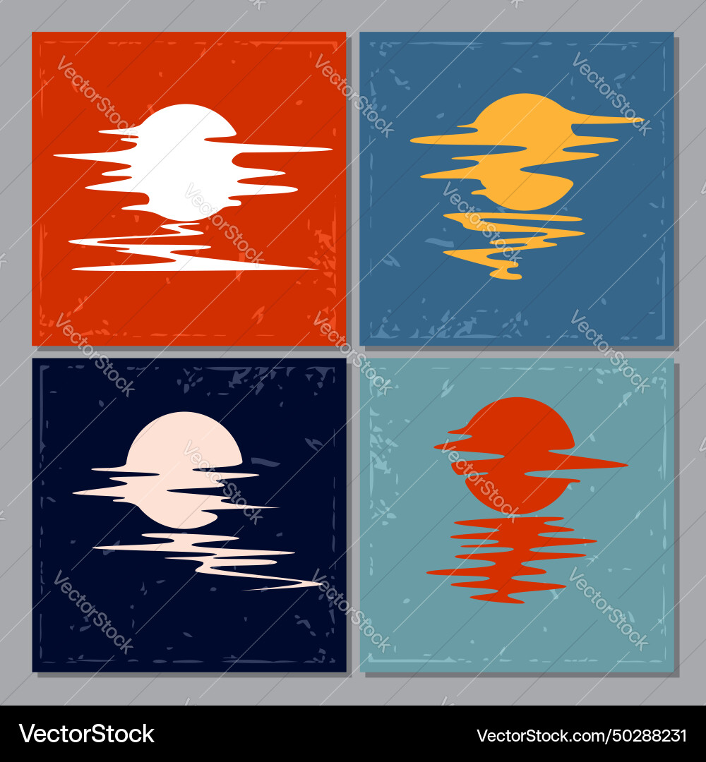 Sunset or sunrise on colorful background Vector Image
