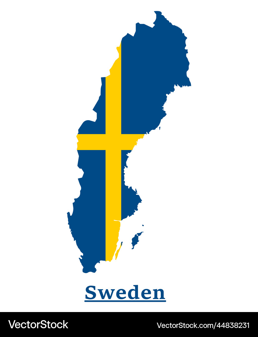 Sweden national flag map design Royalty Free Vector Image