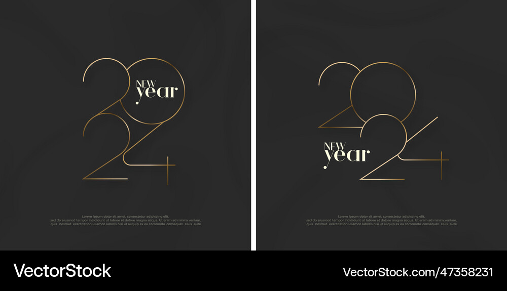 Thin line art design with luxury 2024 numbers Vector Image