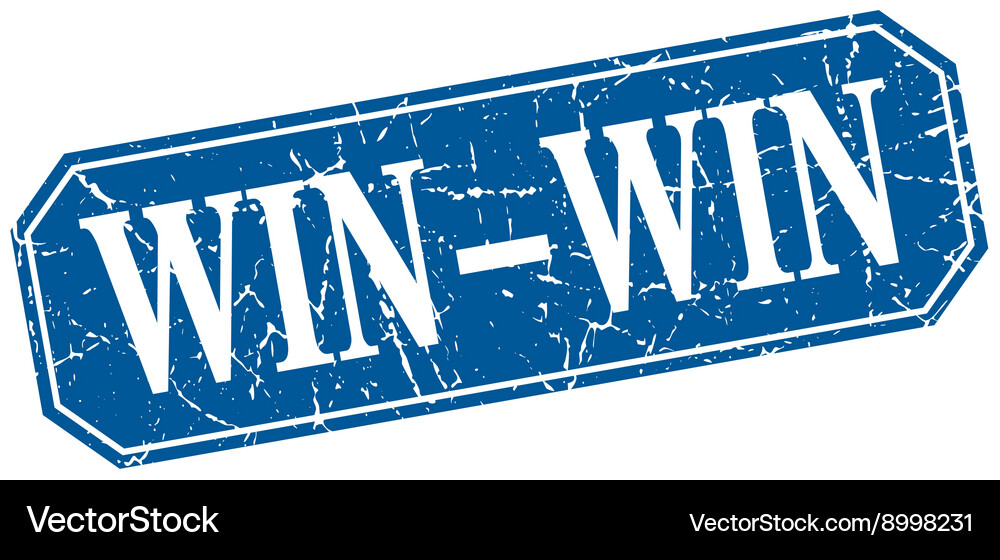 Win-win blue square vintage grunge isolated sign Vector Image
