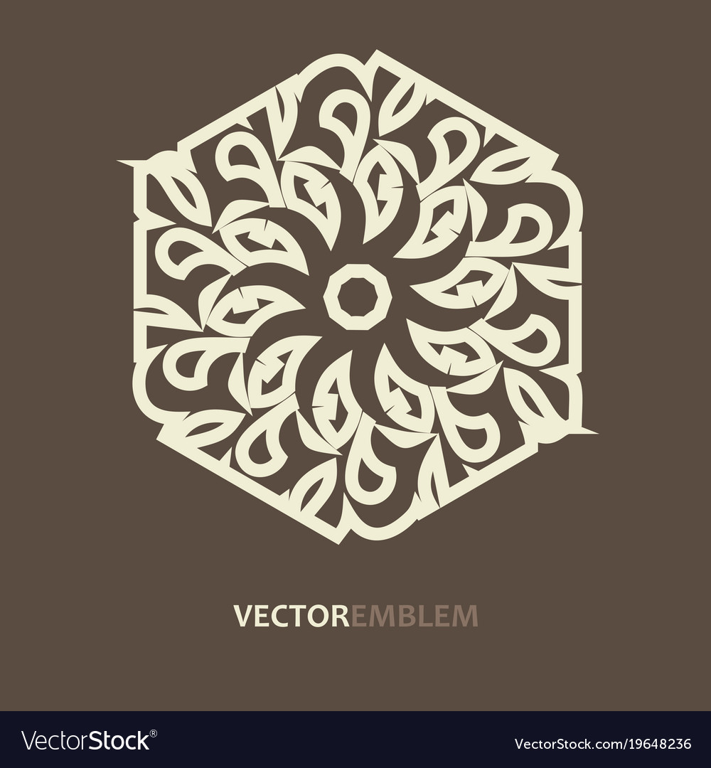 Abstract hexagon emblem Royalty Free Vector Image