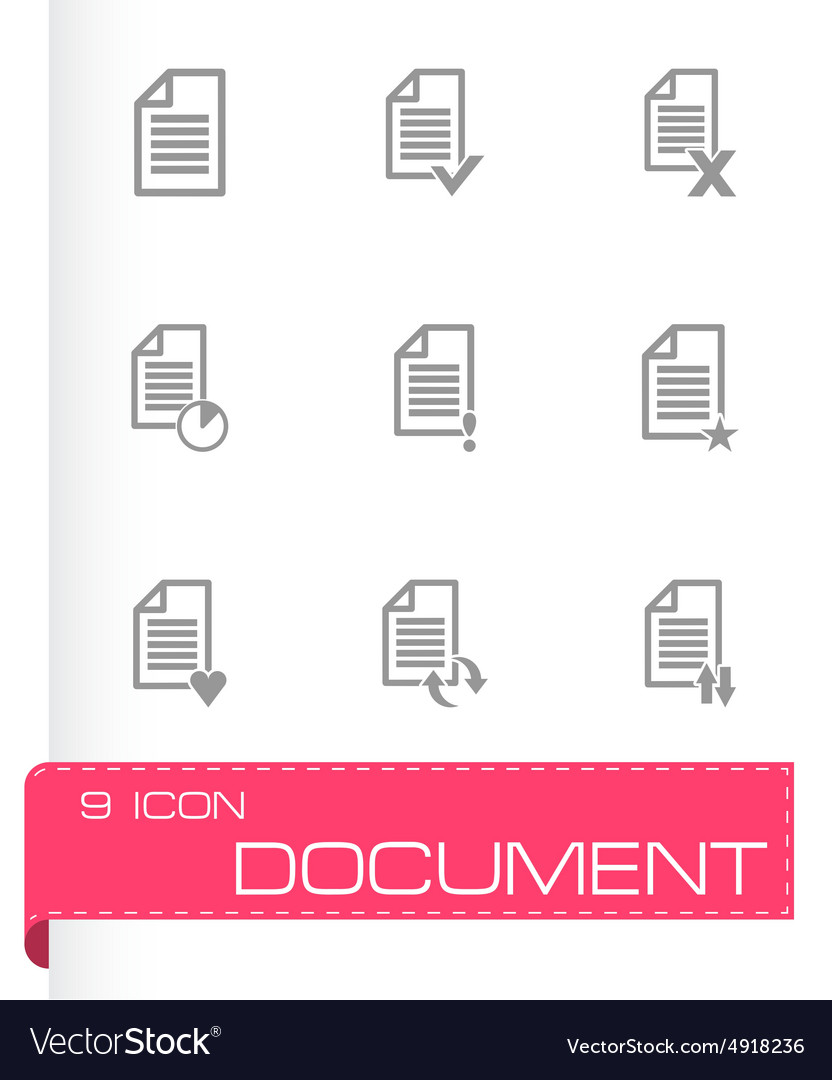Black document icon set Royalty Free Vector Image