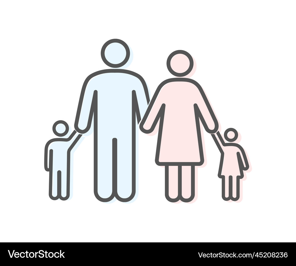 Color adoption family icon Royalty Free Vector Image