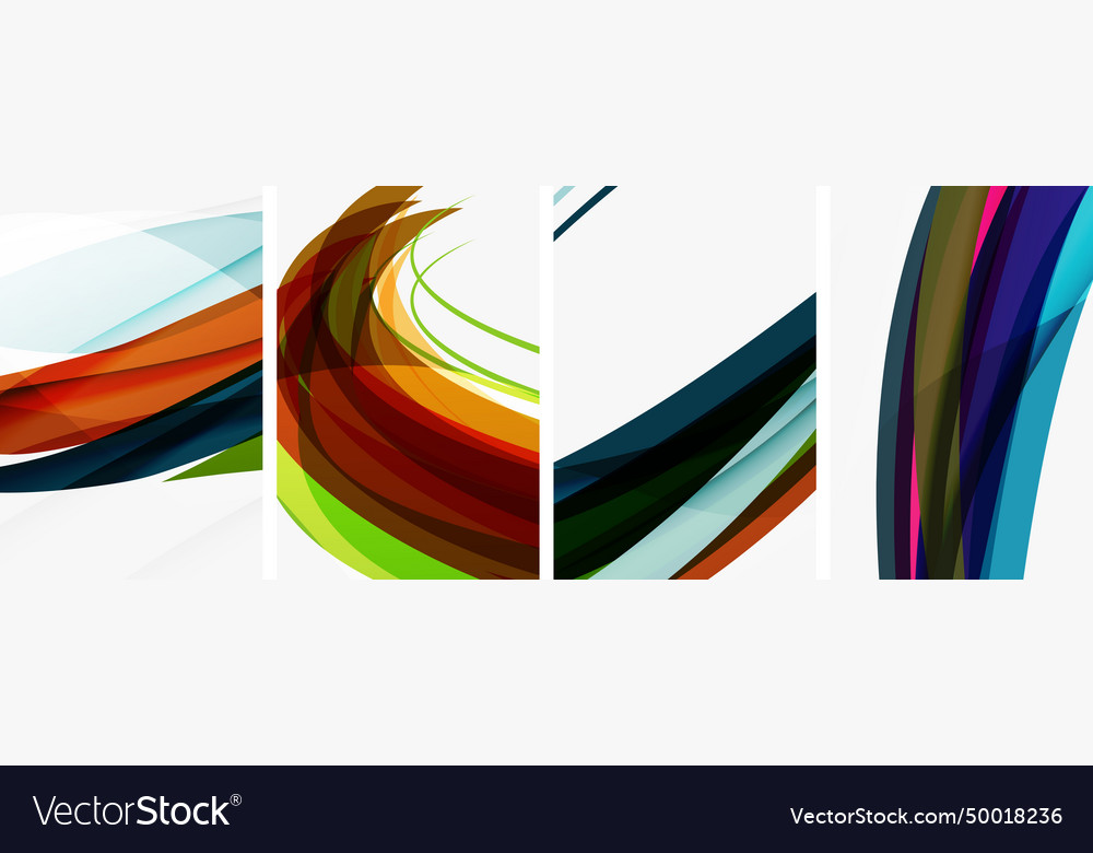 Colorful wave lines poster set for wallpaper Vector Image