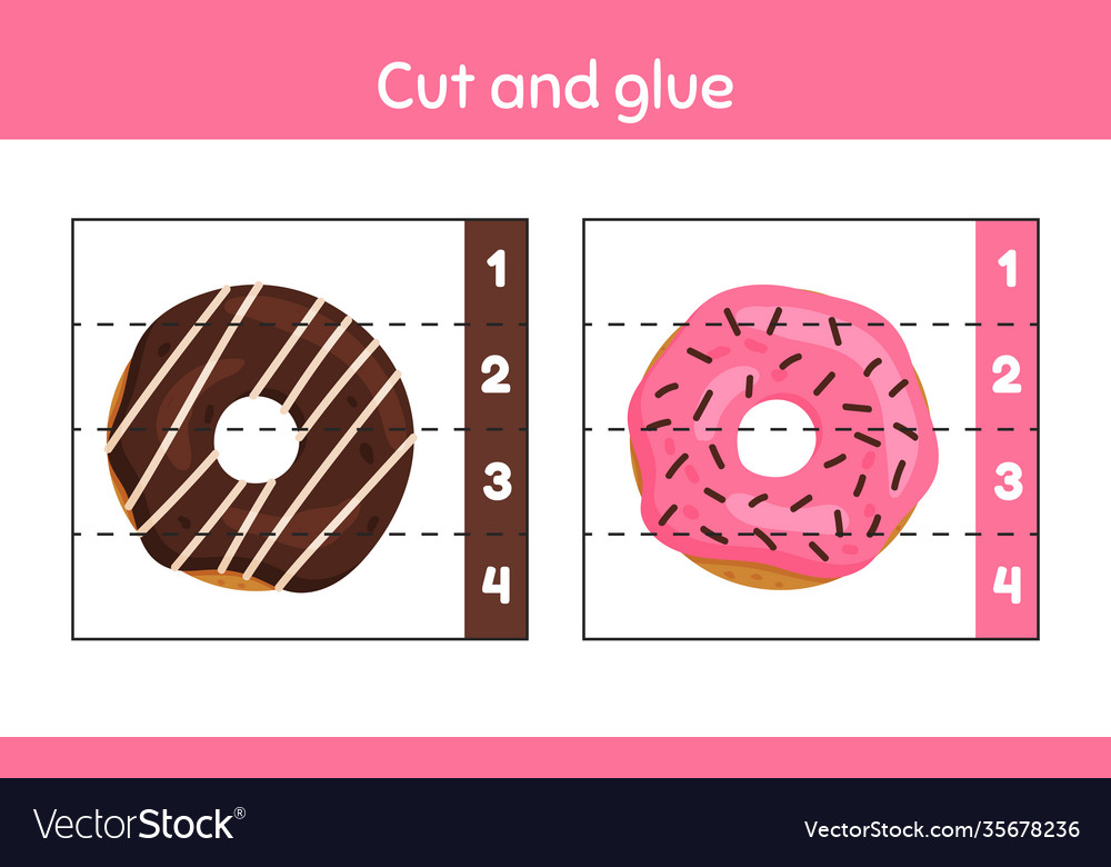 Cut and glue learning numbers worksheet for kids Vector Image