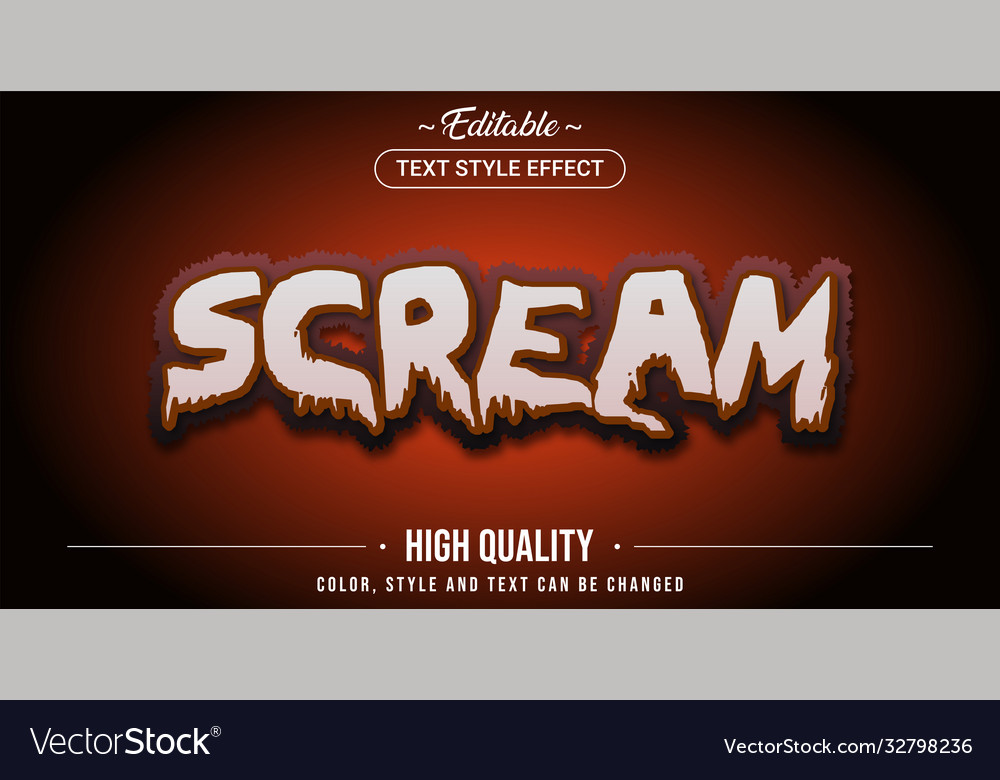 Editable text style effect - scream theme Vector Image
